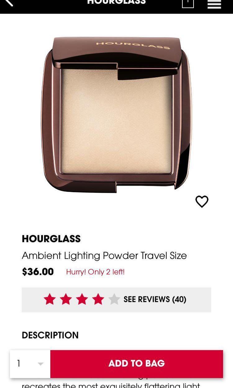 Hourglass Ambient Lighting Powder Luminous Light Travel Size | Shelly ...
