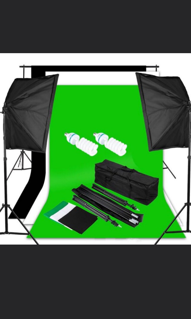 Lighting kit with backdrop stand, Photography, Photography Accessories ...