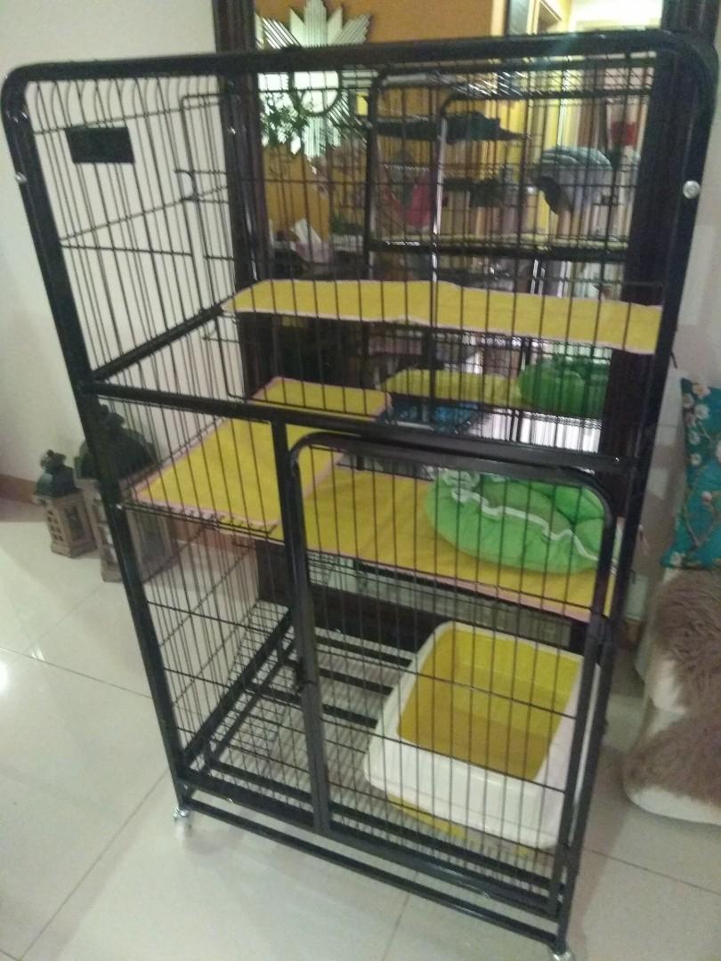 New installed thick frame 4-tier cage for sale! With cushion pad on ...