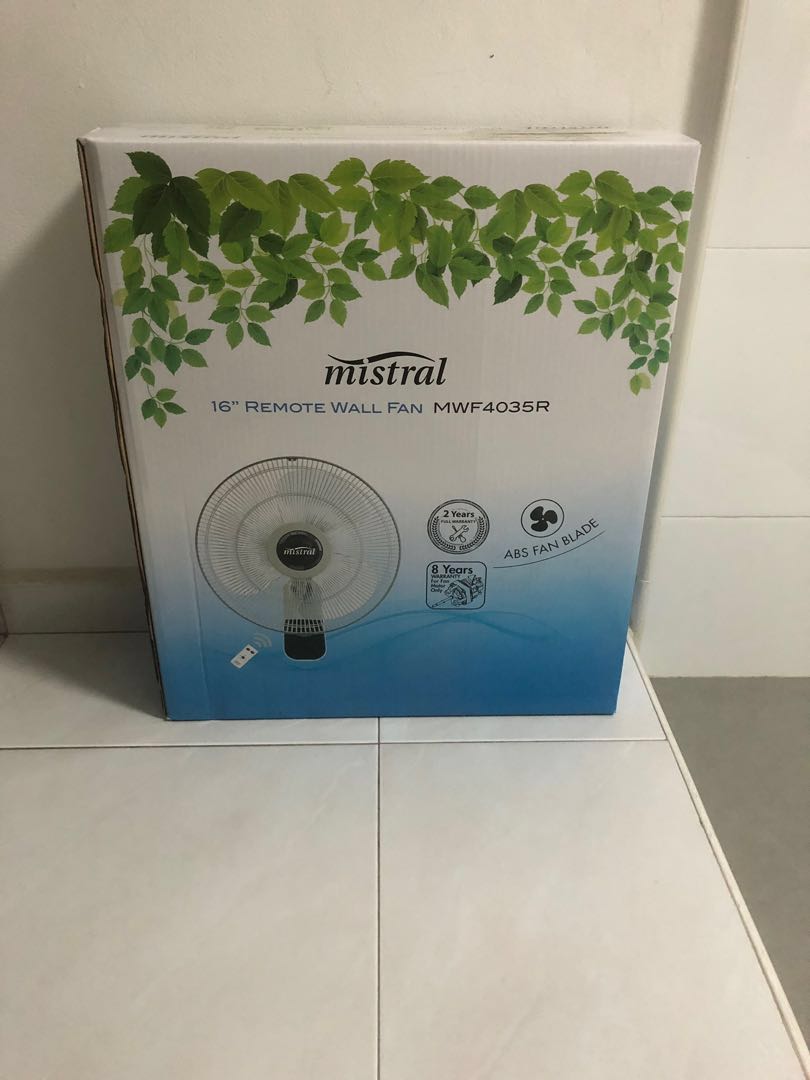 Mistral 16” remote wall fan, Furniture & Home Living, Lighting & Fans ...