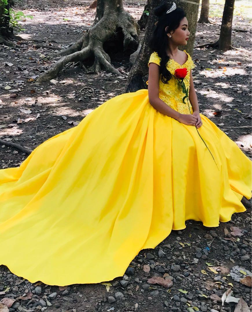 Princess Belle inspired kids gown, Babies & Kids, Babies & Kids Fashion ...