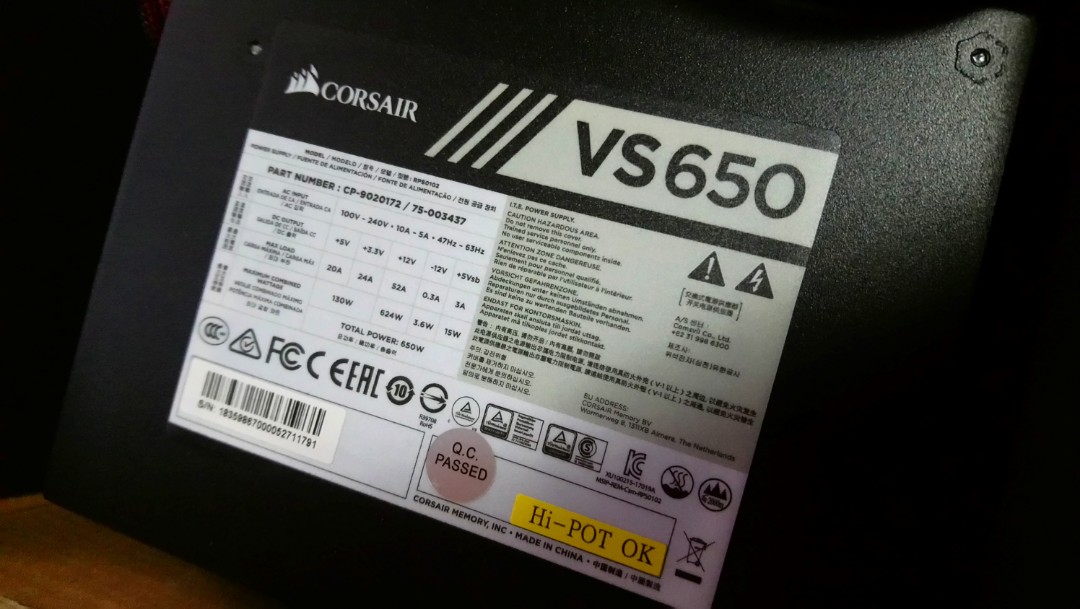 Corsair VS 650, Computers & Tech, Parts & Accessories, Networking on ...