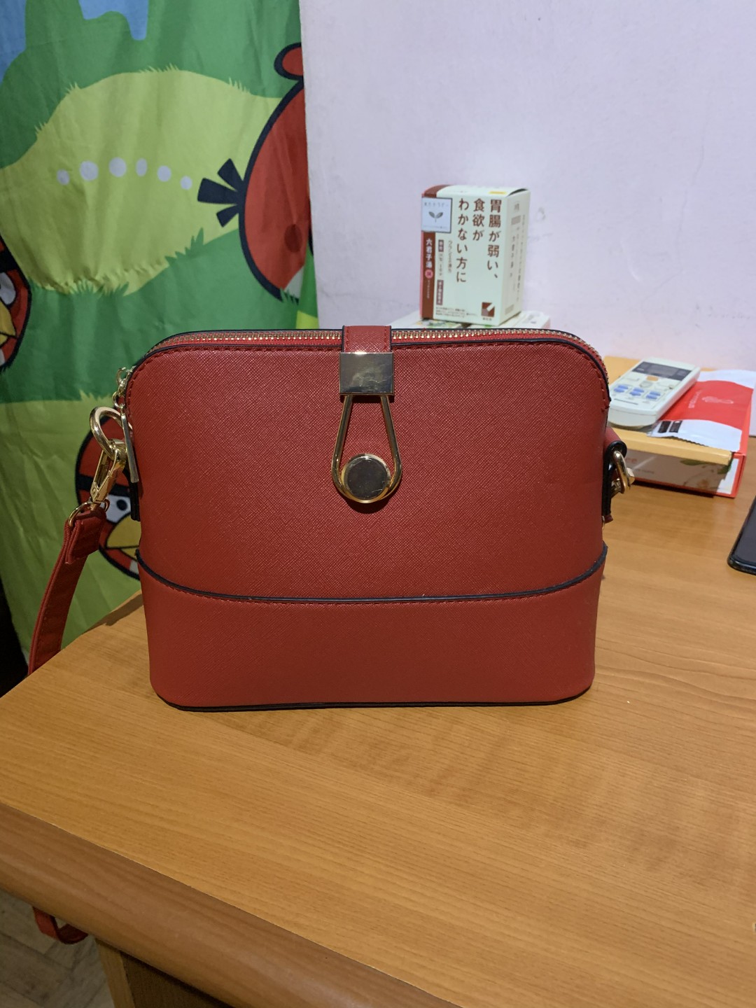 Red leather sling bag, Women's Fashion, Bags & Wallets, Cross-body Bags ...