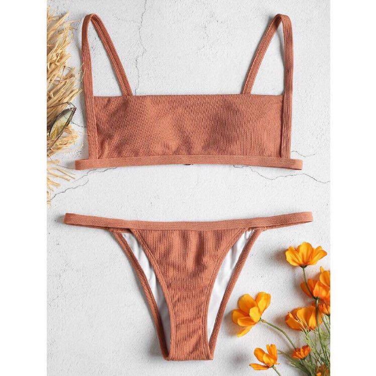 Ribbed Hook String Two Piece Swimwear, Women's Fashion, Swimwear ...