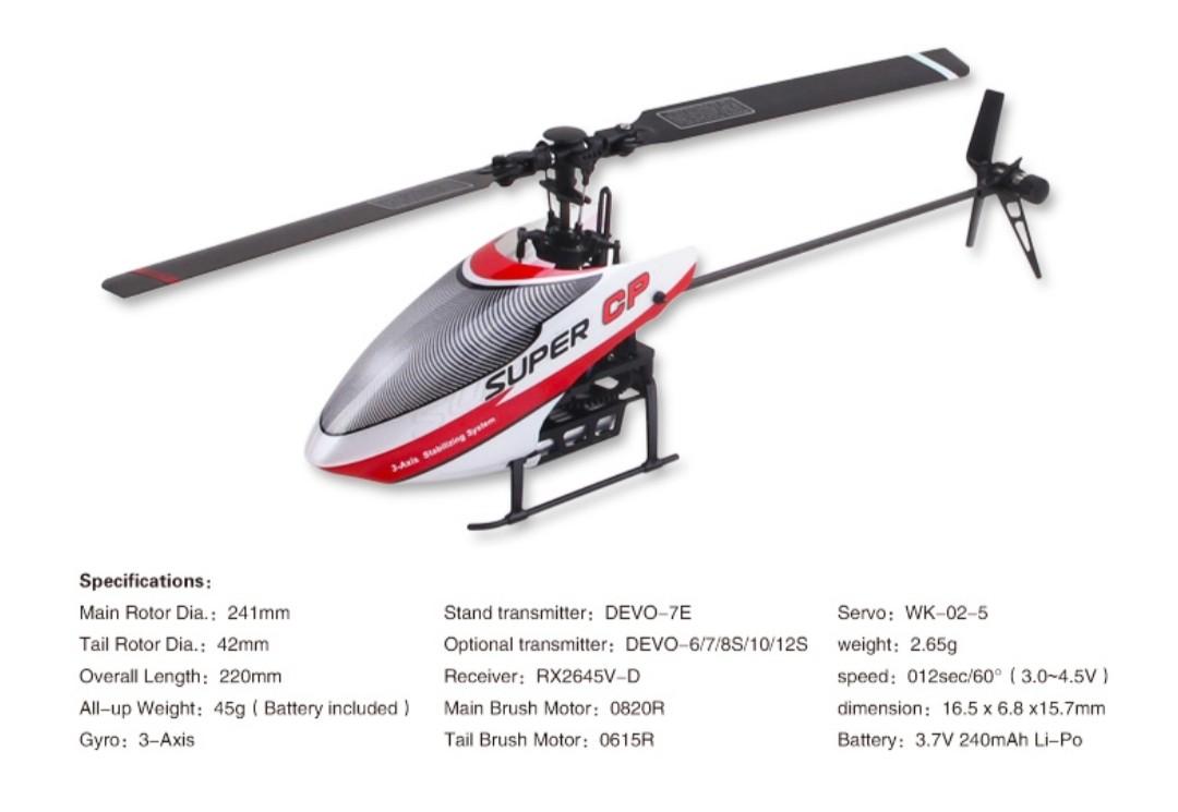 Walkera Super CP Helicopter with DEVO 7E Transmitter 2.4GHz 3D RC RTF Helicopter, Hobbies & Toys ...