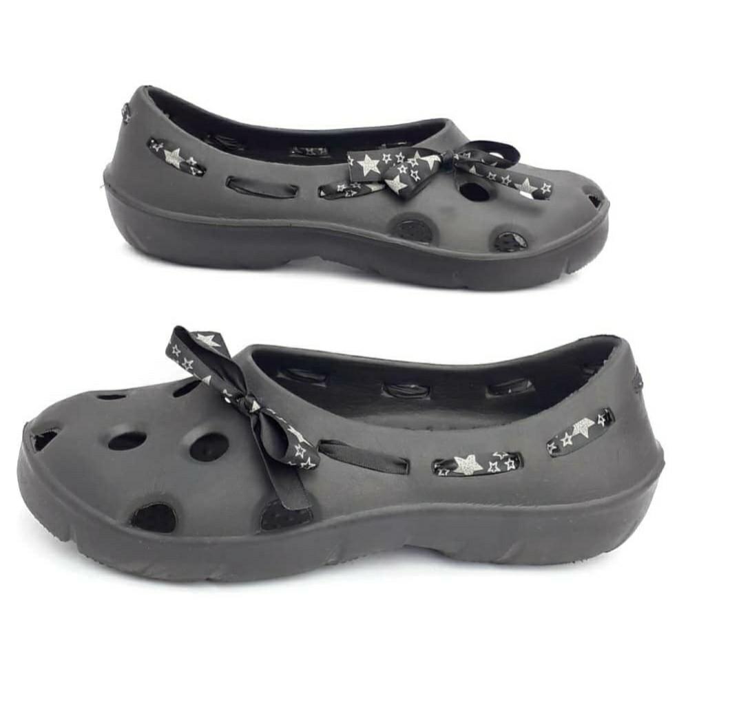 Black ribbon crocs, Fesyen Wanita, Sepatu di Carousell