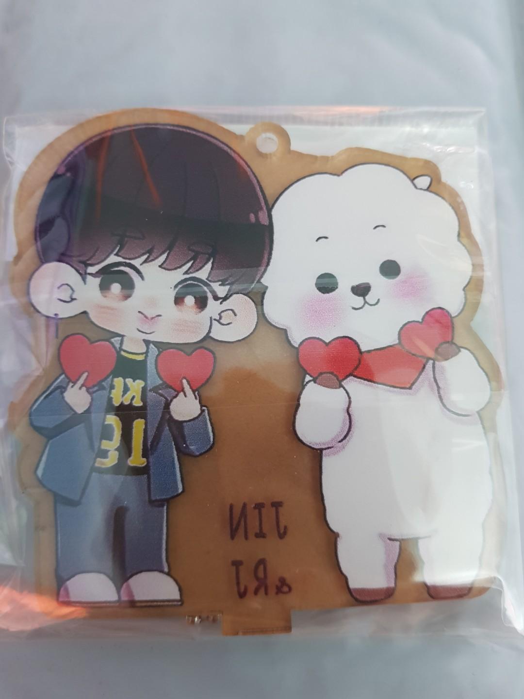 (Instock) BTS - Jin & RJ Keychain & Stand, Entertainment, K-Wave on ...