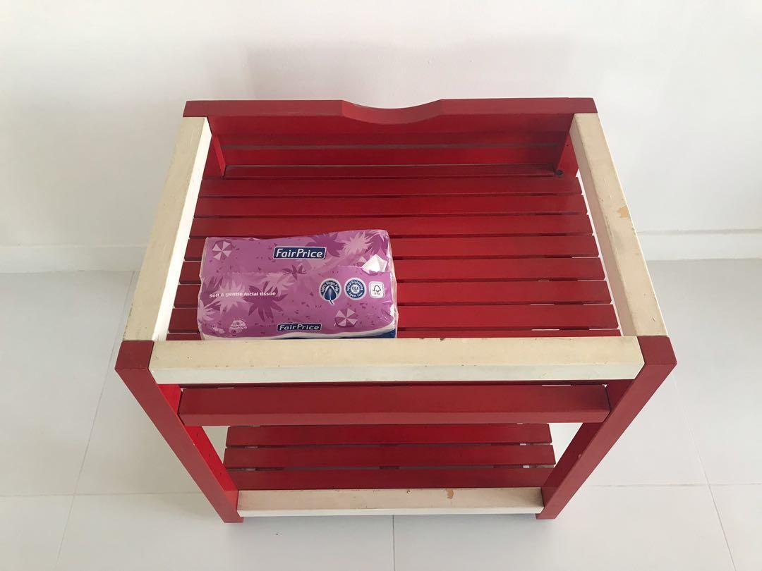 IKEA 2 tier wooden rack with wheels, Furniture & Home Living, Furniture ...