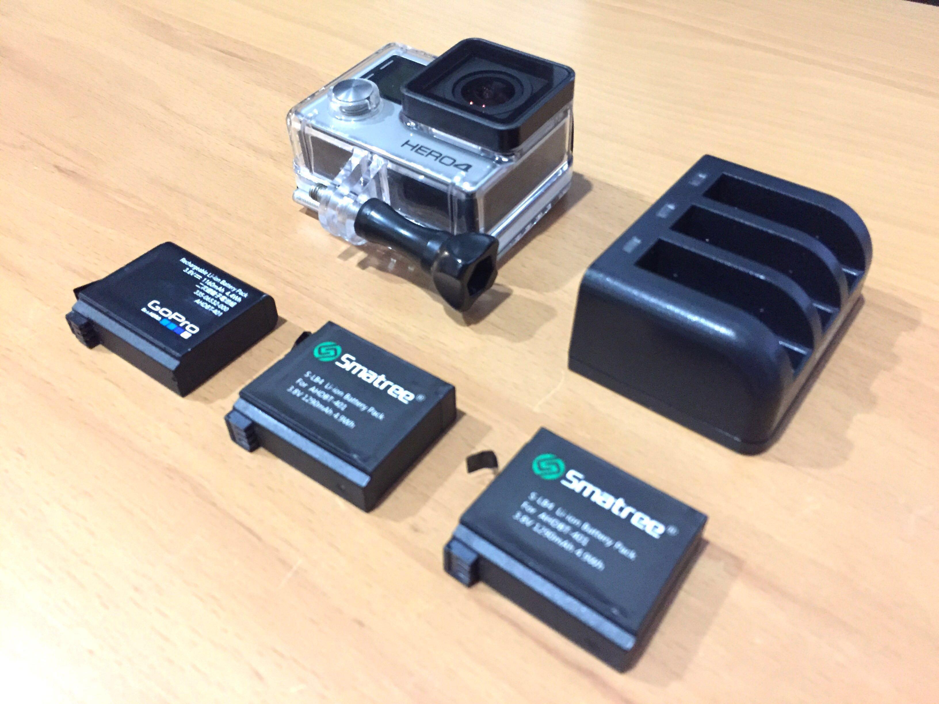 GoPro Hero 4 Black + extra battery, Photography, Cameras on Carousell