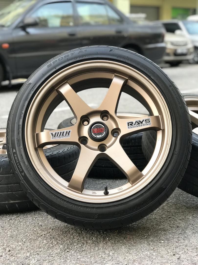 te37 17 inch sports rim civic fd tyre 70%, Auto Accessories on Carousell