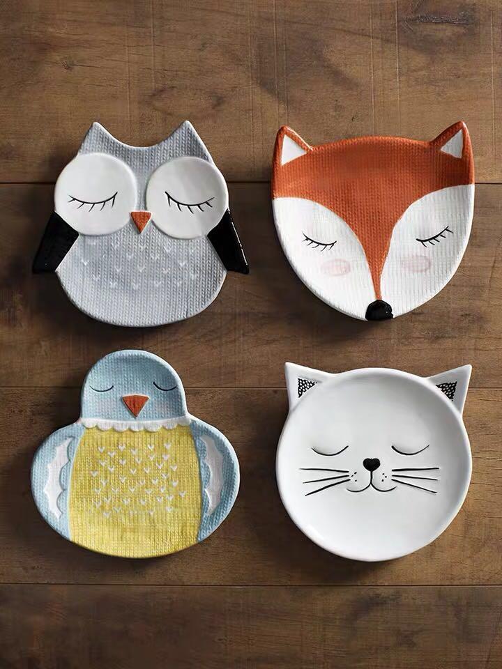 Cartoon Cute Animals Ceramic Breakfast Plates, Furniture & Home Living ...