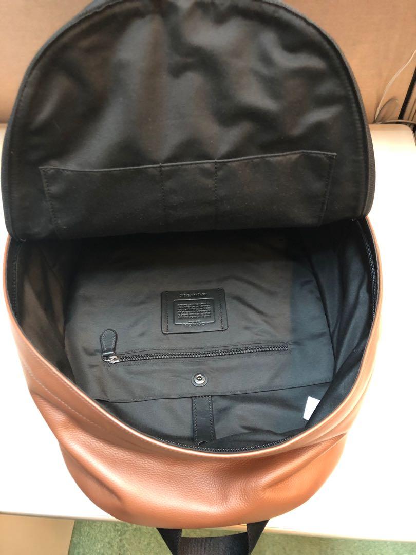 Coach Men’s Charles with Varsity Stripe Saddle Leather Backpack, Men's ...