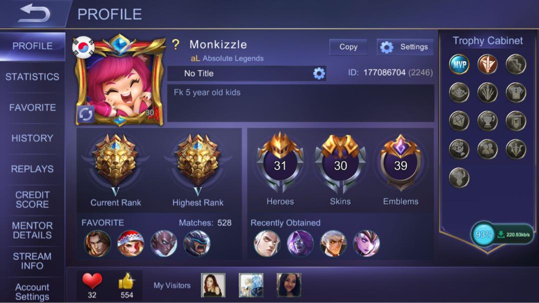 Mobile legends ML account, Video Gaming, Gaming Accessories, Game Gift ...