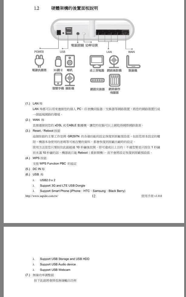 Sapido GR297n 全千兆路由器 Gigabit Wireless router USB支援3G 4G手指, 電腦＆科技, 電腦周邊及 ...