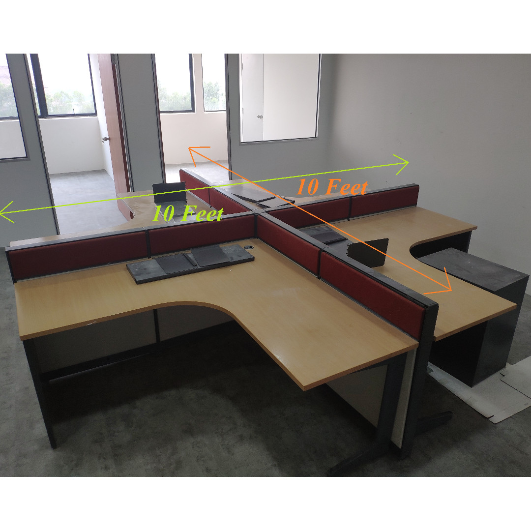 Used Square Office Table 10 Feet X 10 Feet (4 Seater), Furniture & Home ...