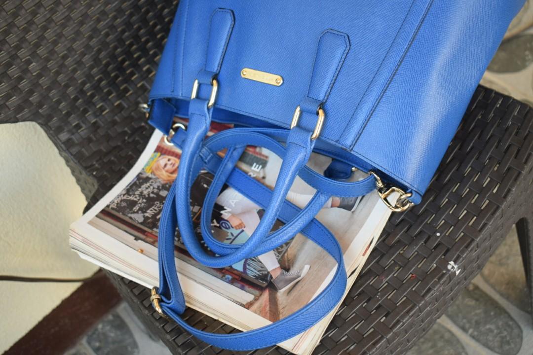 Authentic Anne Klein 2-way Leather Blue Bag, Women's Fashion, Bags ...