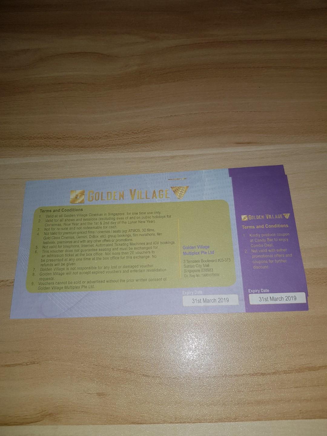 GV Movie Vouchers - Golden Village Movie Ticket, Tickets & Vouchers ...