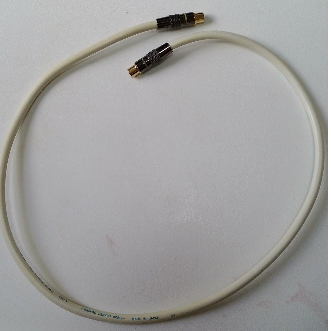 電視 天線 萬視寶 日本 TV coaxial cable wire Maspro Denkoh 1M, 家庭電器, 轉插器及插頭 - Carousell