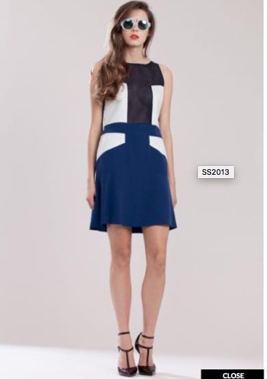 Ashtiani Clean Cut Blue Dress with White Panels, Women's Fashion, Tops ...