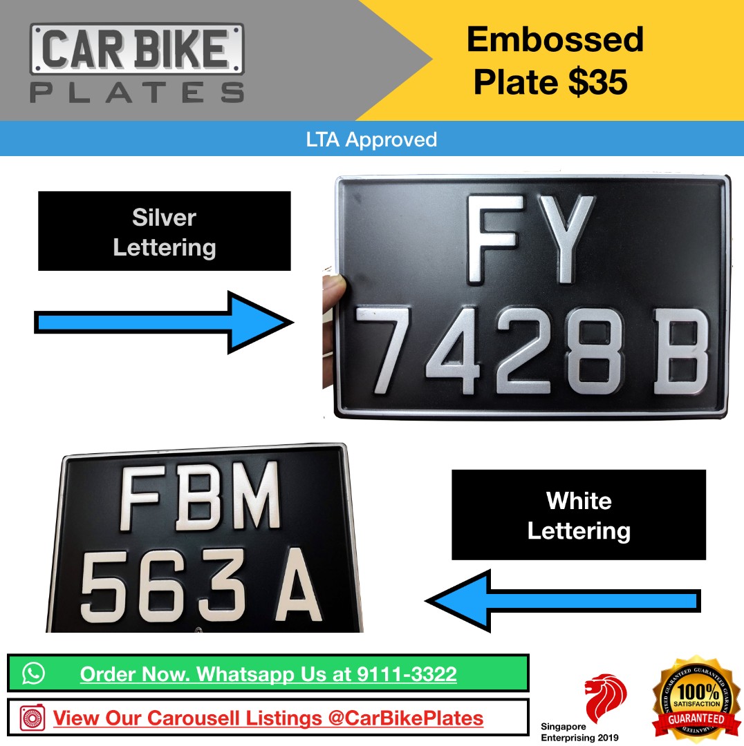 Motorbike Embossed Plate - Rear [LTA INSPECTION 100% PASS], Motorcycles ...