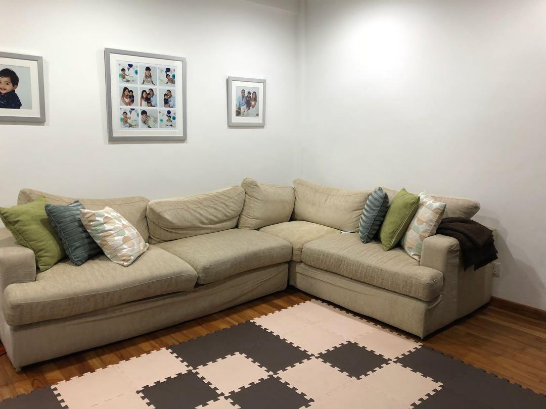 Perfect cream L-shaped sofa, Furniture & Home Living, Furniture, Sofas ...