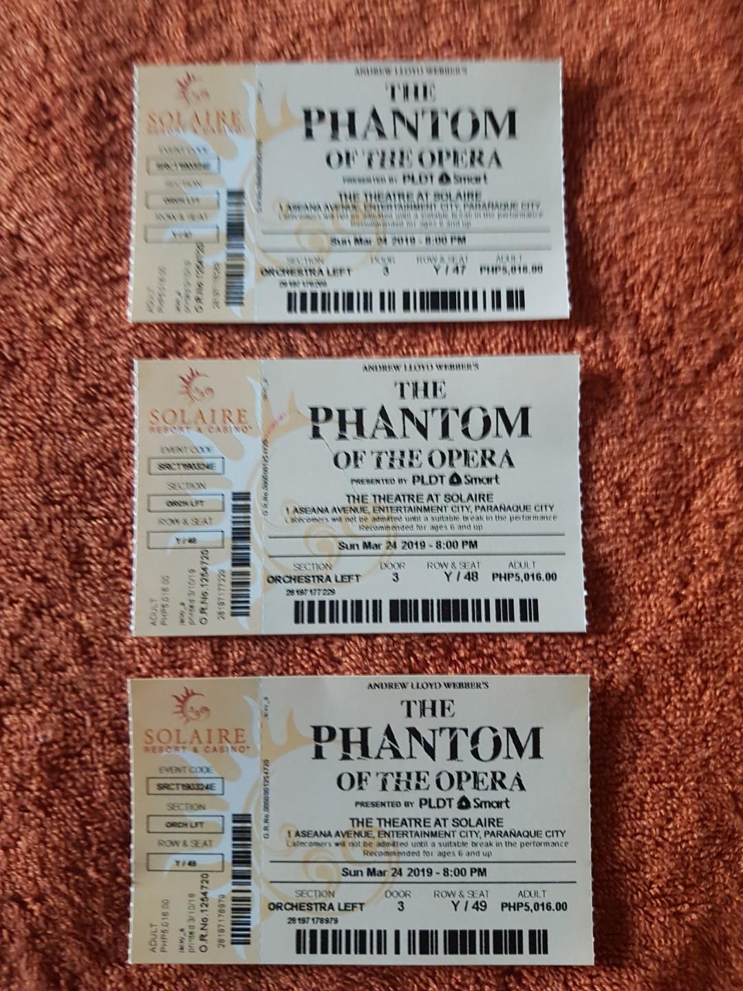 Phantom of the Opera, Tickets & Vouchers, Event Tickets on Carousell