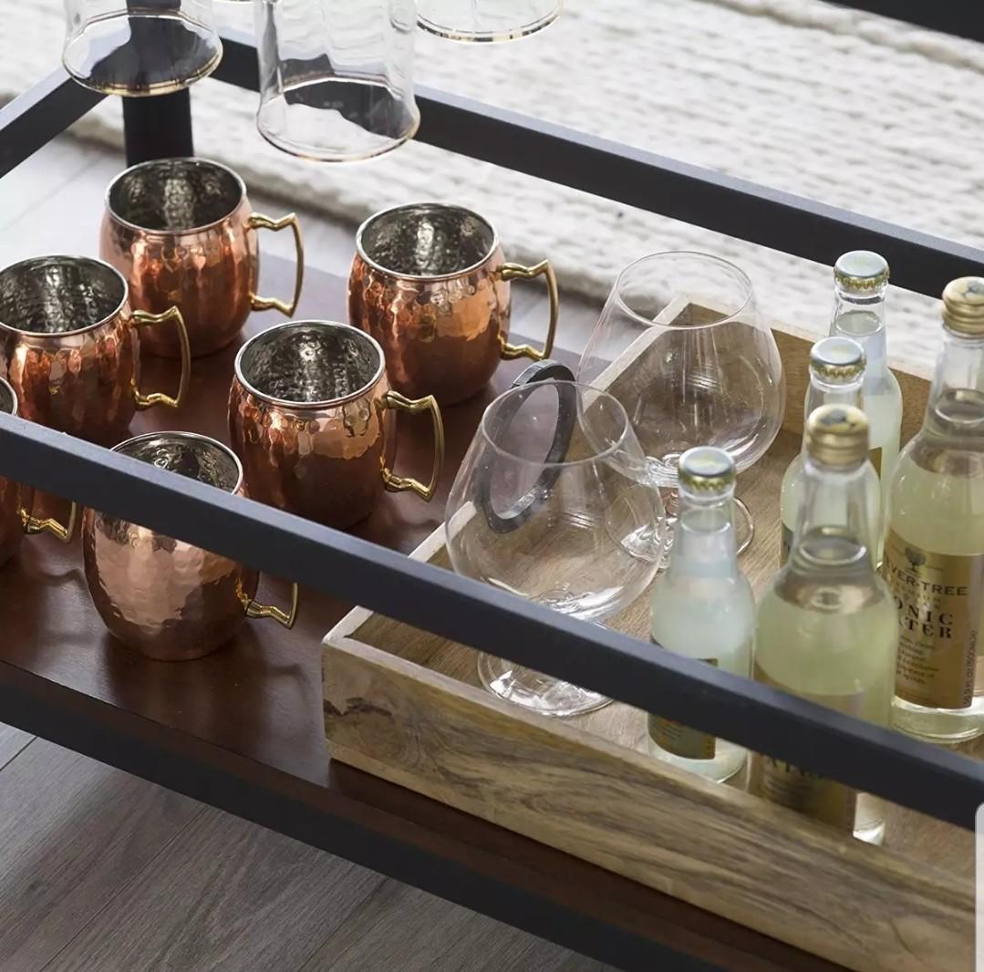 Scandinavian Wooden Whisky Wine Bar Cart Trolley, Furniture & Home ...