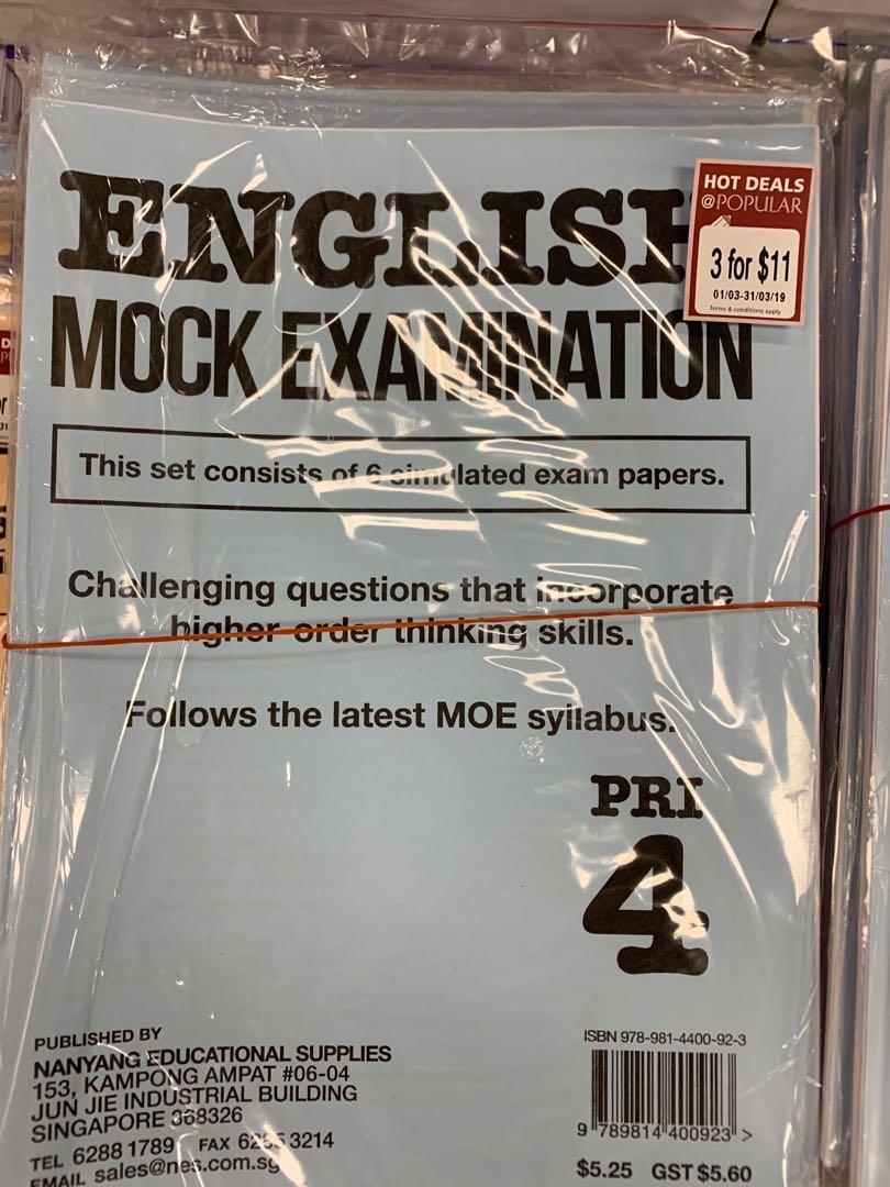 Singapore PSLE examination past paper English (P.4), 興趣及遊戲, 書本 & 文具, 書本 ...