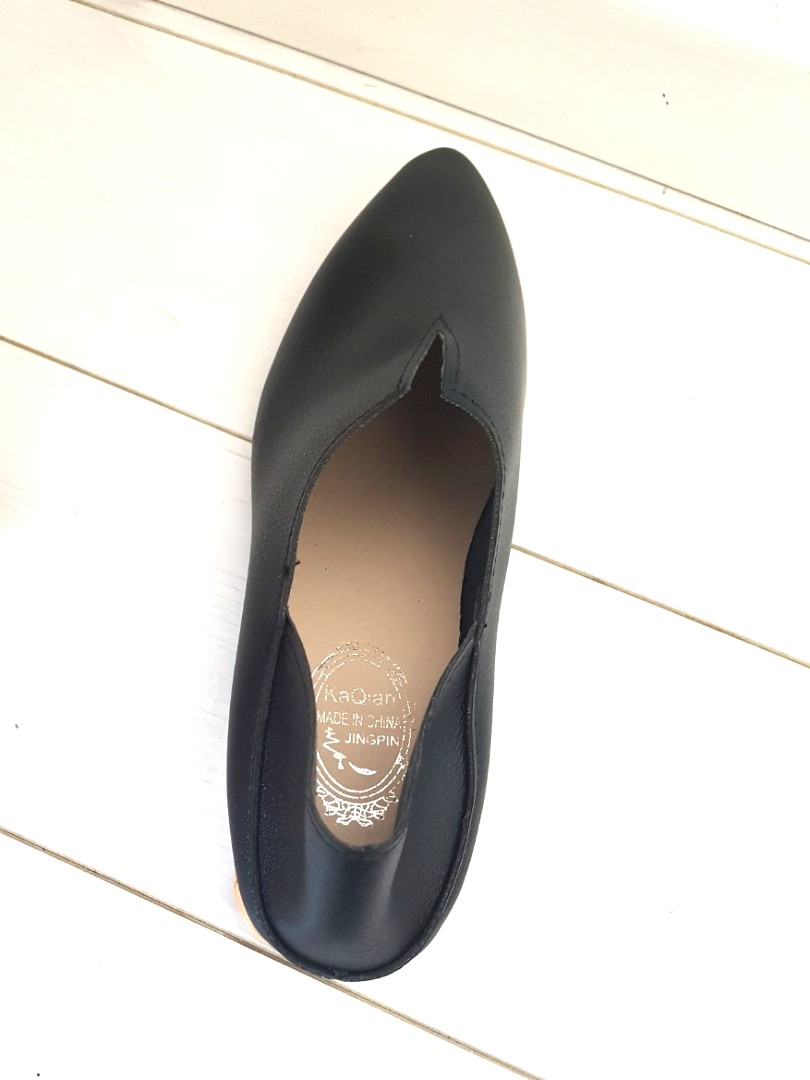 Black covered shoes, Women's Fashion, Footwear, Flats on Carousell