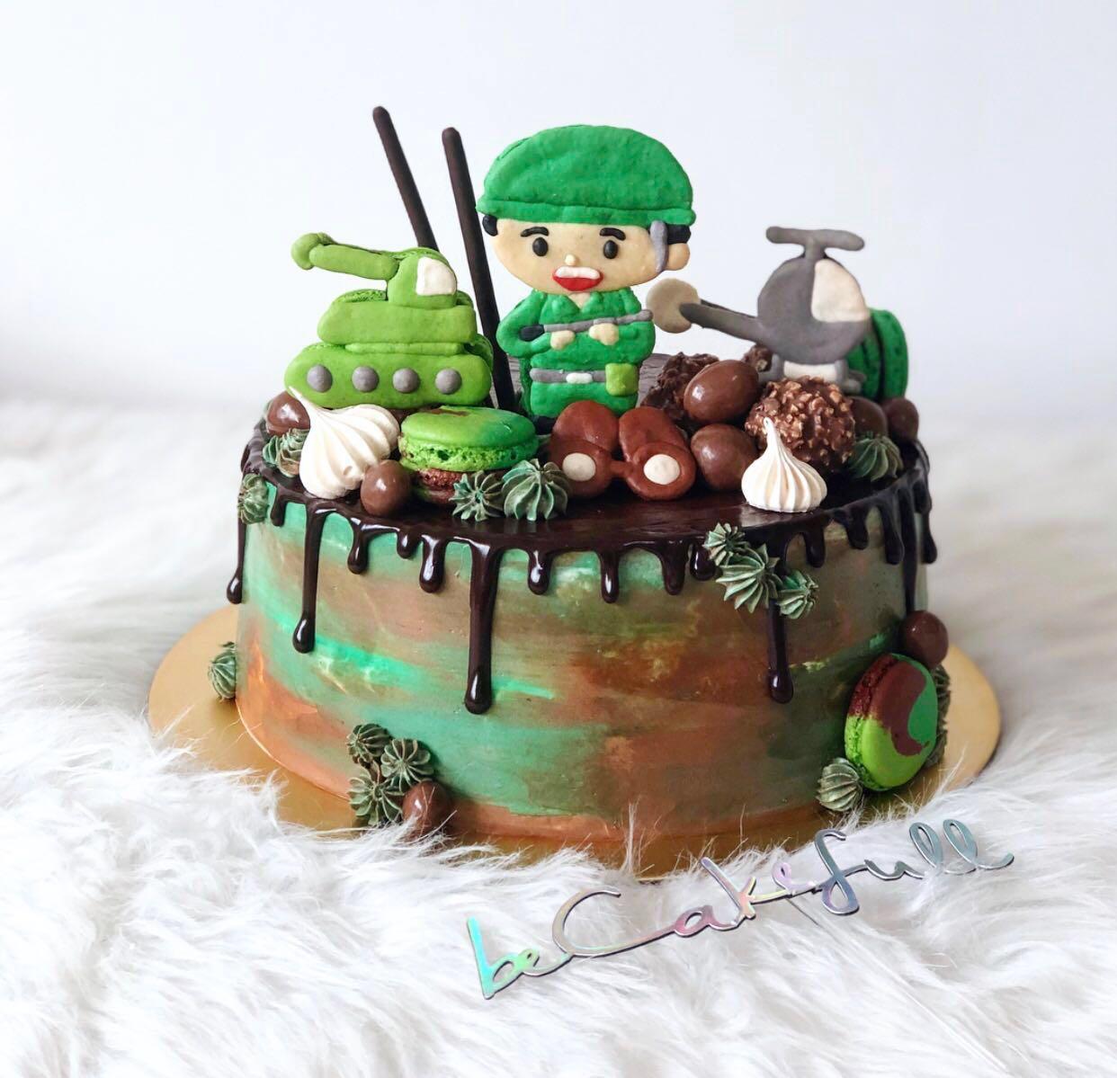 Cake - army macaron cake, Food & Drinks, Homemade Bakes on Carousell