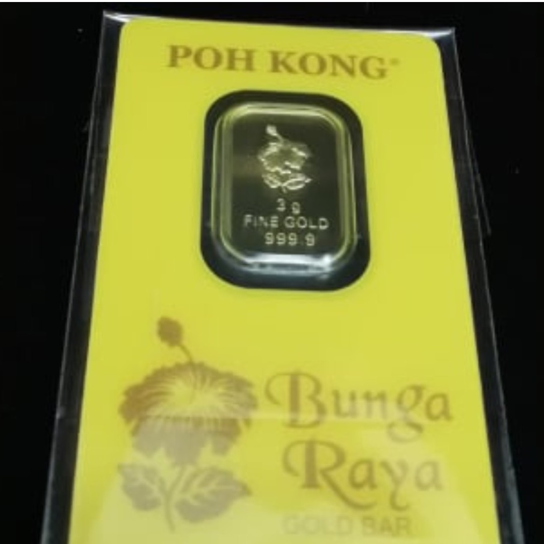 POH KONG Bunga Raya Gold Bar 3g (999.9) #STB50, Furniture & Home Living ...