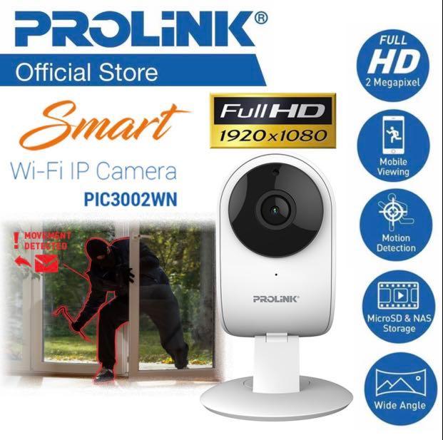 PROLiNK PIC3002WN Full HD 1080P Smart Wi-Fi IP Camera/ Night Vision / 2 ...