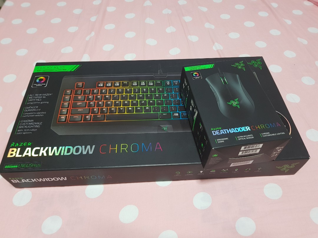 Razer Blackwidow & Deathadder Chroma, Computers & Tech, Parts ...