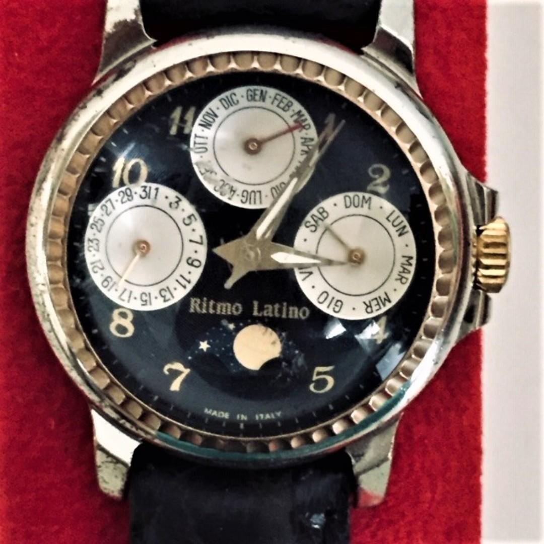 RITMO LATINO TRIPLE DATE MOONPHASE QUARTZ MIDSIZE WATCH. Original Box ...