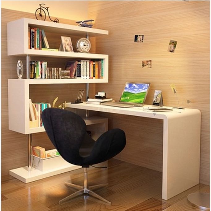 Rotatable Study Table + Shelf, Furniture & Home Living, Furniture ...