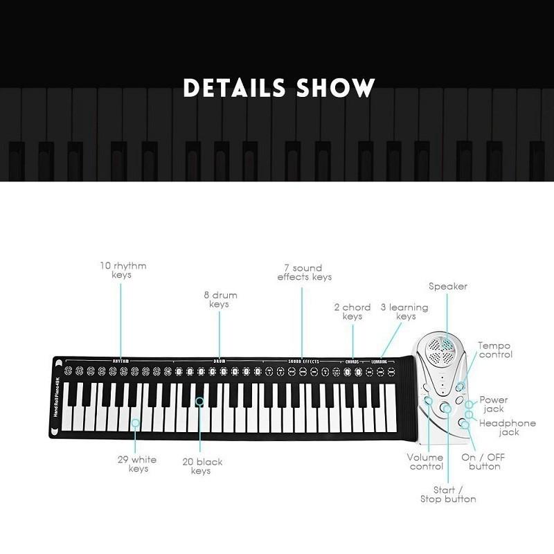 Soft Keyboard Piano 49 Keys Portable/Flexible Roll Up Piano, Hobbies ...