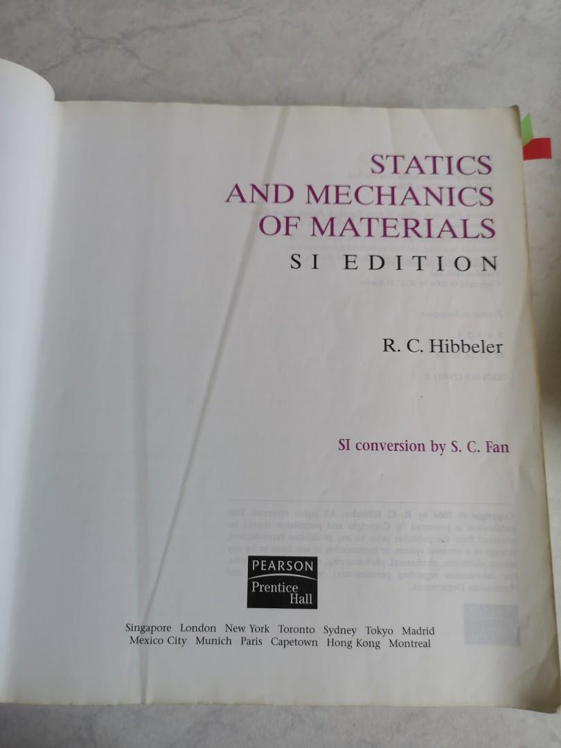 Statics and Mechanics of Materials - SI Edition (by R. C. Hibbeler), Hobbies & Toys, Books ...