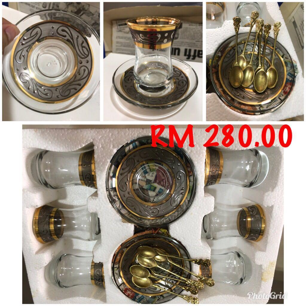 Traditional Turkish Tea Cups (Glass, 18kt Gold) #makespaceforlove ...