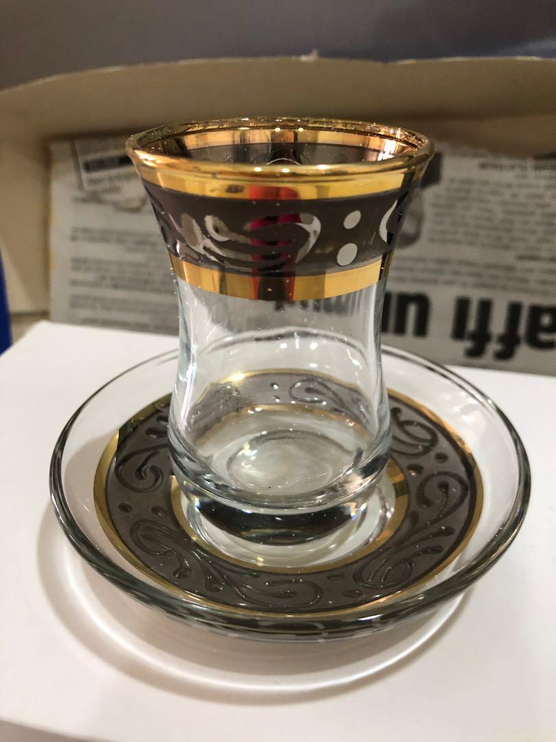 Traditional Turkish Tea Cups (Glass, 18kt Gold) #makespaceforlove ...