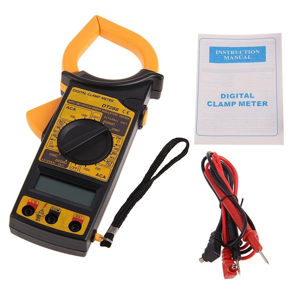 Digital LCD Clamp Multimeter OHM AC DC Volt Amp Voltmeter Ohmmeter ...