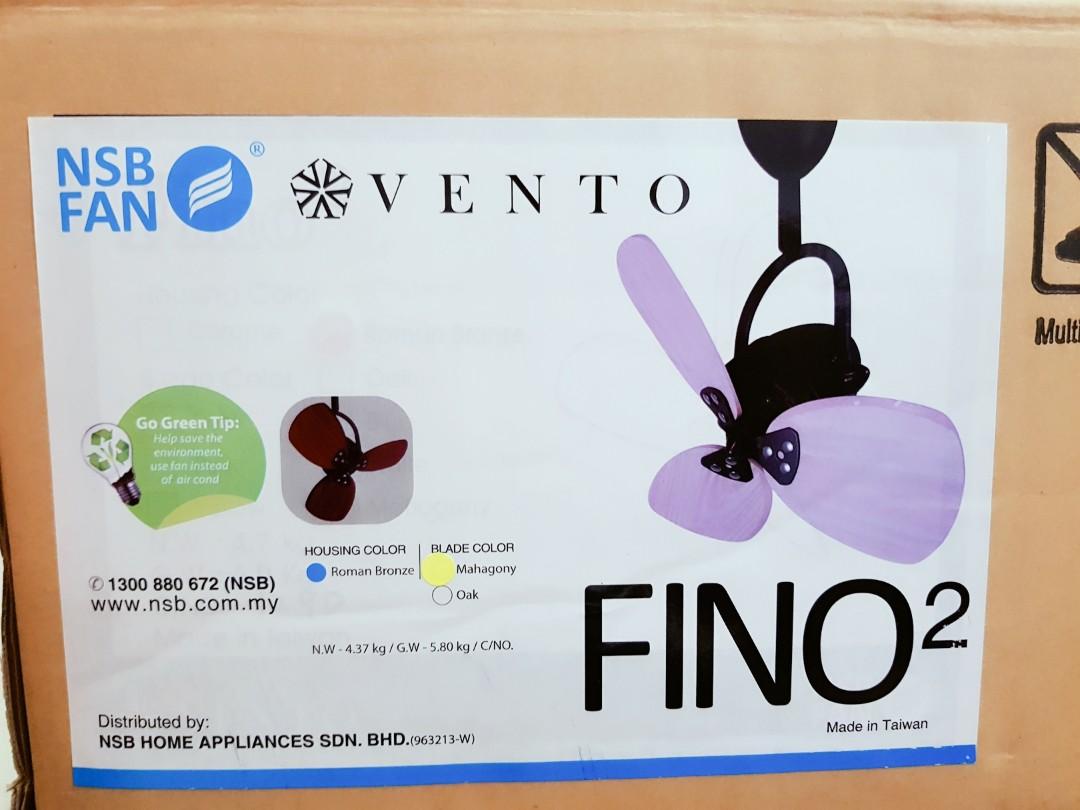 Brand new Vento Fino2 ceiling fan, Furniture & Home Living, Lighting ...