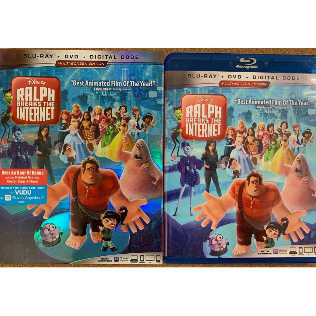 DISNEY RALPH BREAKS THE INTERNET BLU RAY DVD 2 DISC SET + SLIPCOVER ...