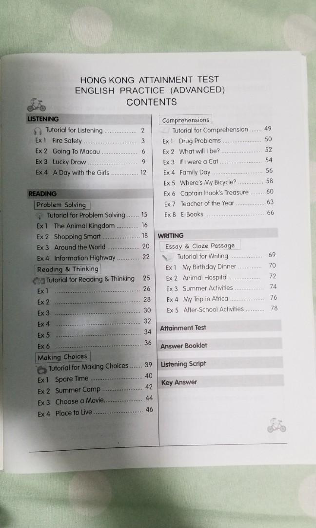 Hong Kong Attainment Test English Practice 中一入學前英文科測驗分類練習, 興趣及遊戲, 書本 ...