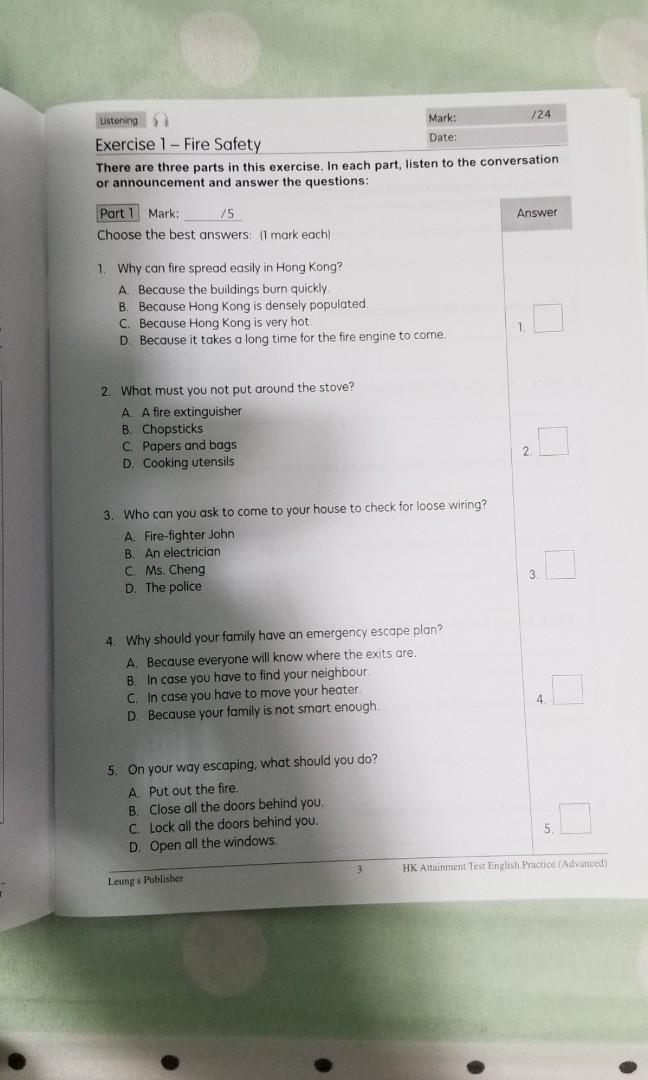 Hong Kong Attainment Test English Practice 中一入學前英文科測驗分類練習, 興趣及遊戲, 書本 ...