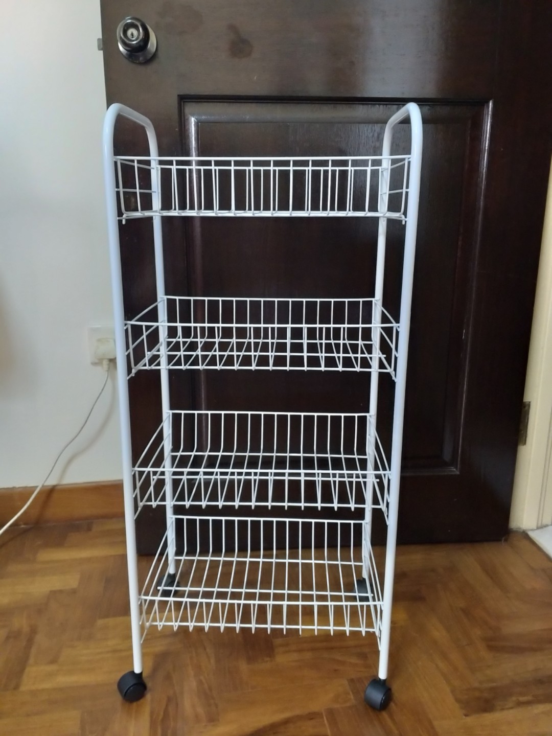 Light Weight White Storage Trolley Shelves with Wheels, Furniture ...