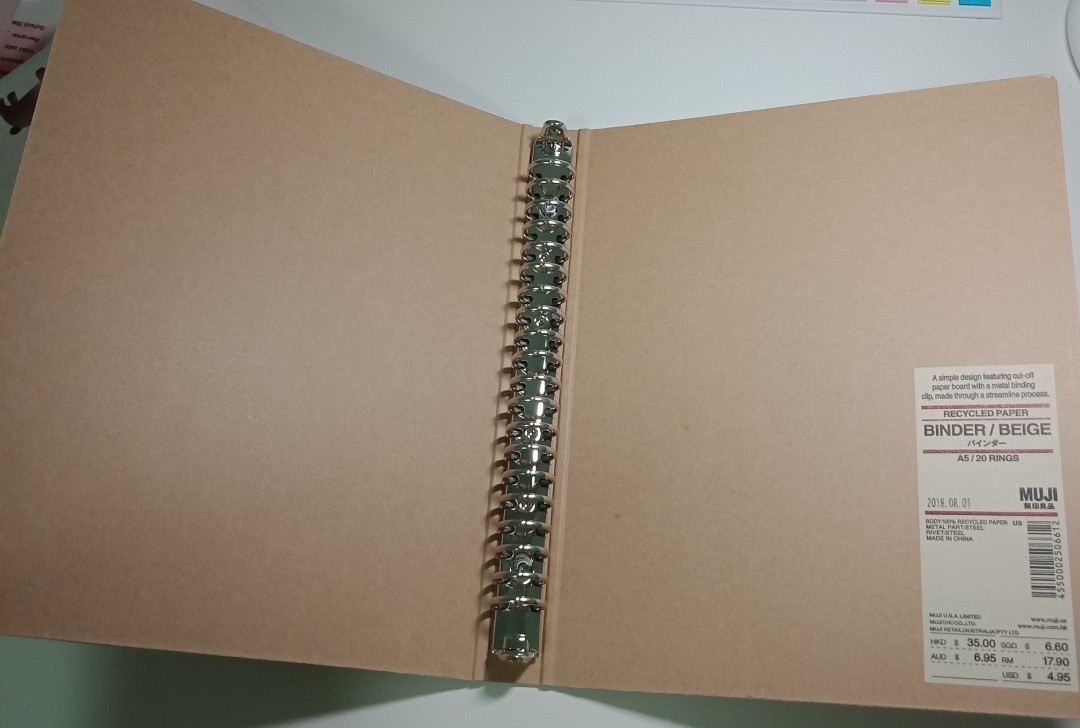 Muji A5 File (20 Rings), Hobbies & Toys, Stationery & Craft, Stationery ...