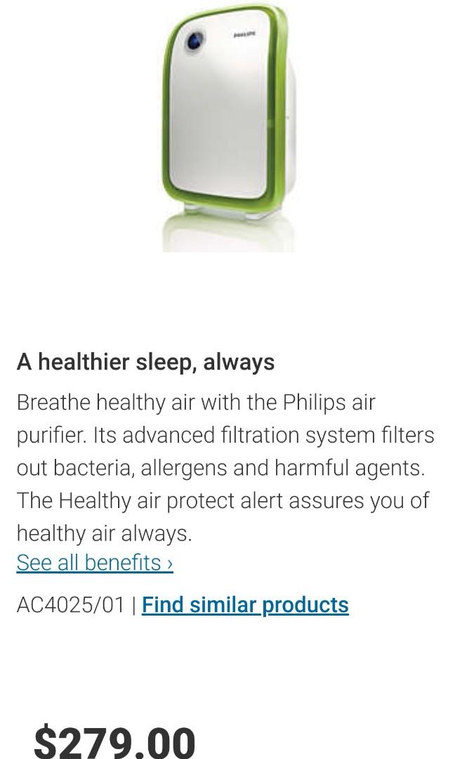 Philips AC4025/01 Air Purifier for 30m2 (BNIB), TV & Home Appliances ...