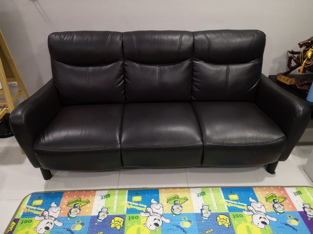 sofa - 3 seater (PVC material), Furniture & Home Living, Furniture ...
