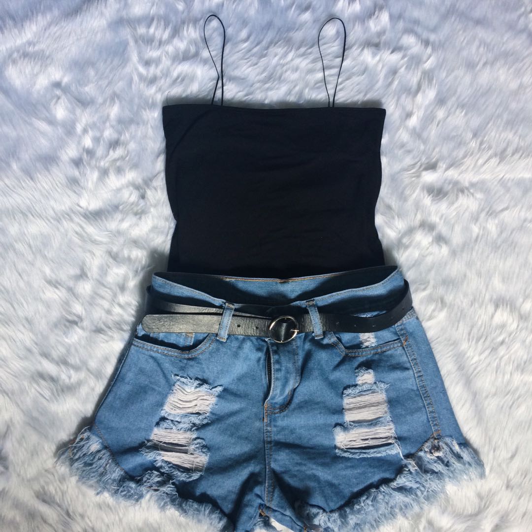 Straight Neck String Top, Women's Fashion, Tops, Sleeveless on Carousell