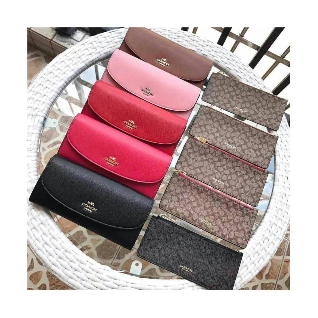 Authentic Coach Pop Slim Envelope In Crossgrain Leather F52628 - Brown ...